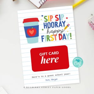 Sip, Sip Hooray Happy First Day of School Gift Card Holder, Back to ...