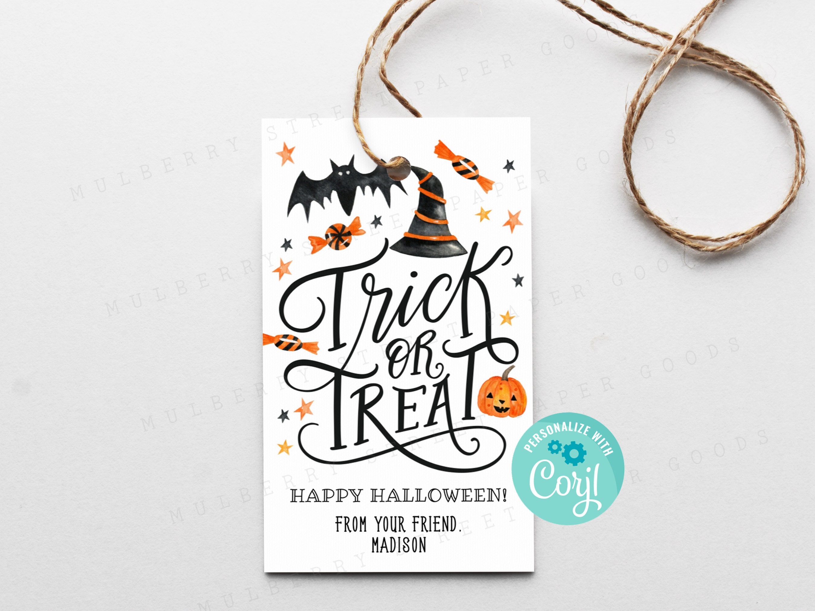 Printable Trick or Treat Gift Tag, Happy Halloween Treat Bag Tag ...