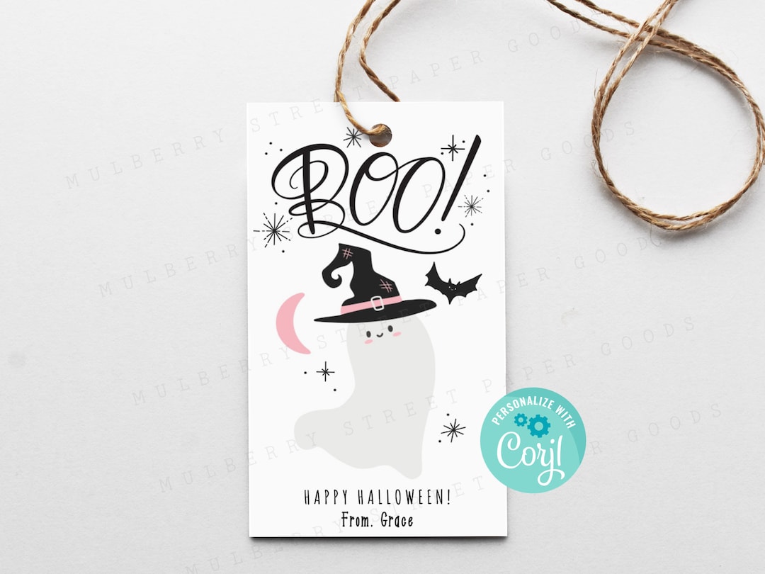 Printable Halloween Gift Tag, Boo Treat Bag Tag, Happy Halloween Favor ...