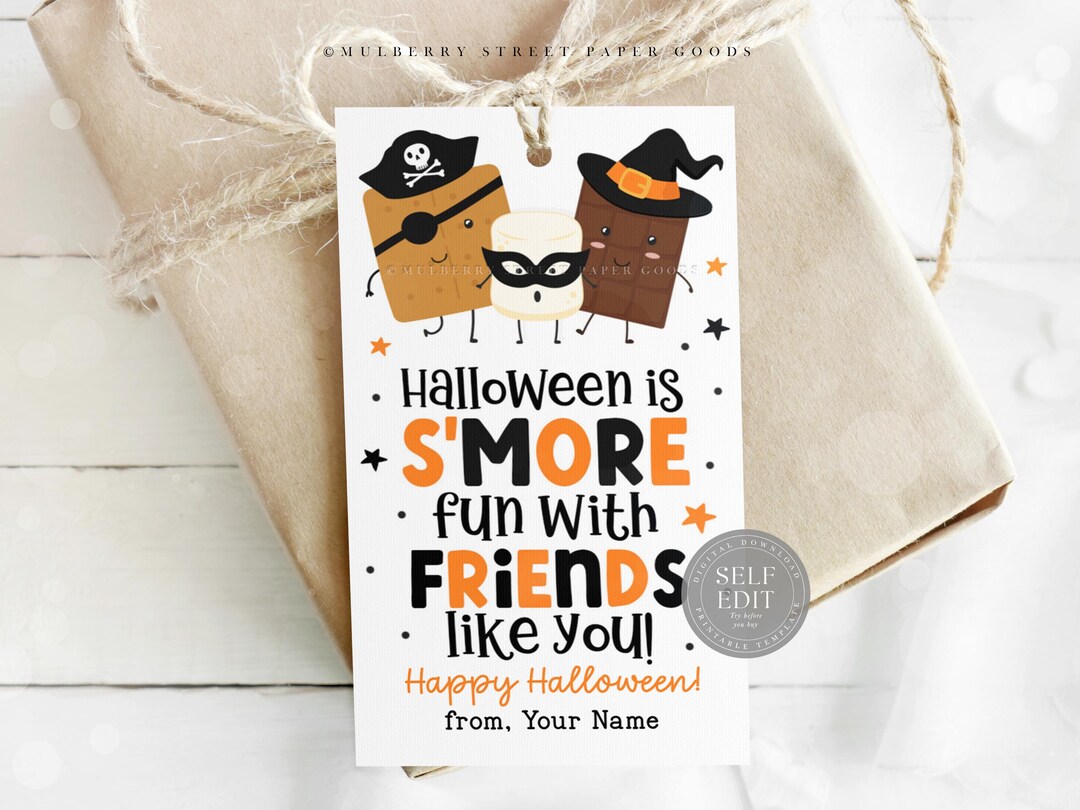 Halloween S'more Treat Tag Printable Digital Download S'more Halloween ...