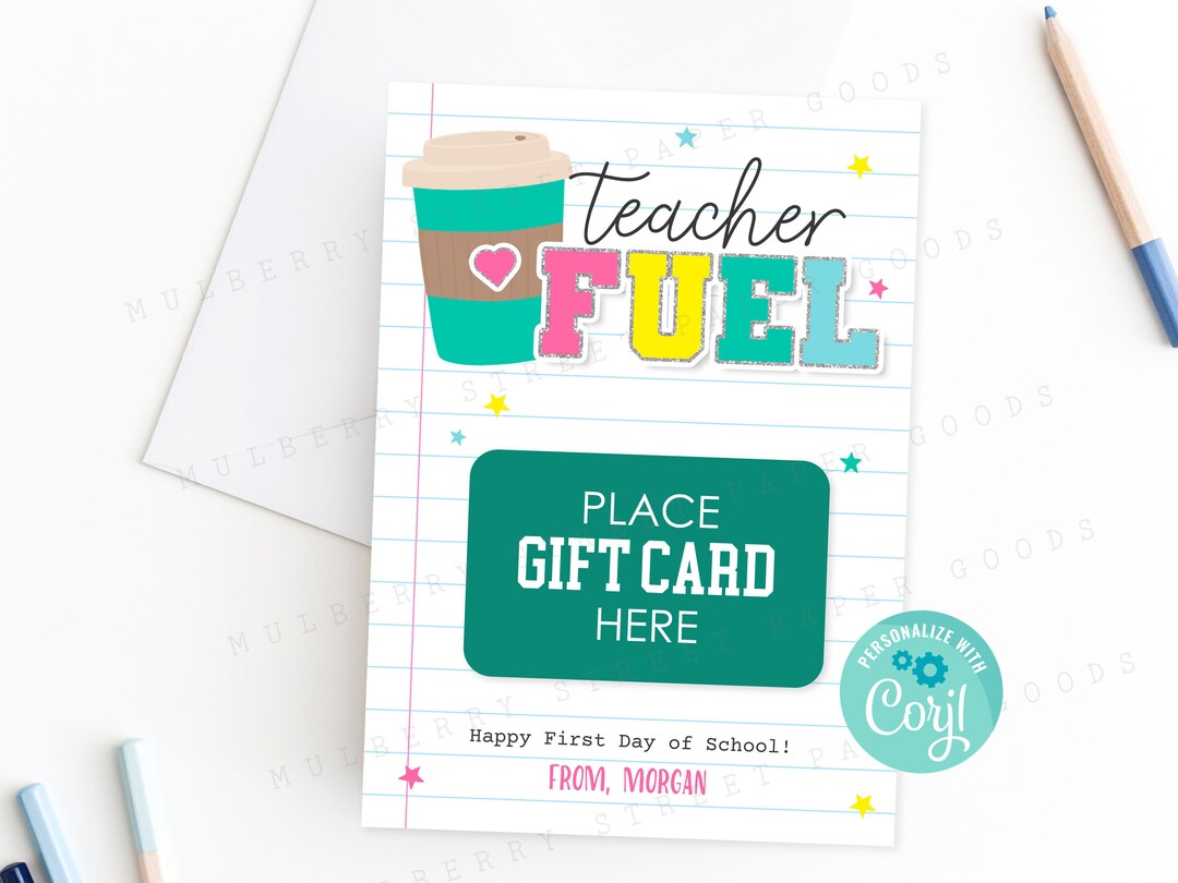 Teacher Appreciation Coffee Gift Card Holder Template Personalized ...