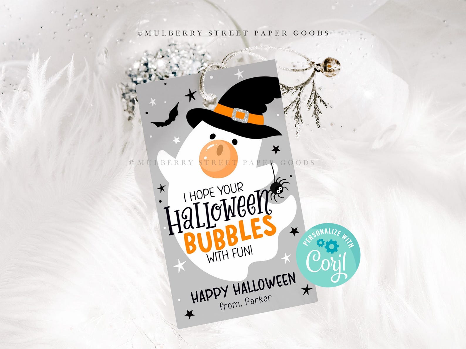 Halloween Bubble Gum Gift Tag Template Cute Ghost Halloween Party ...