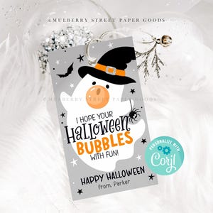 Halloween Bubble Gum Gift Tag Template Cute Ghost Halloween Party ...