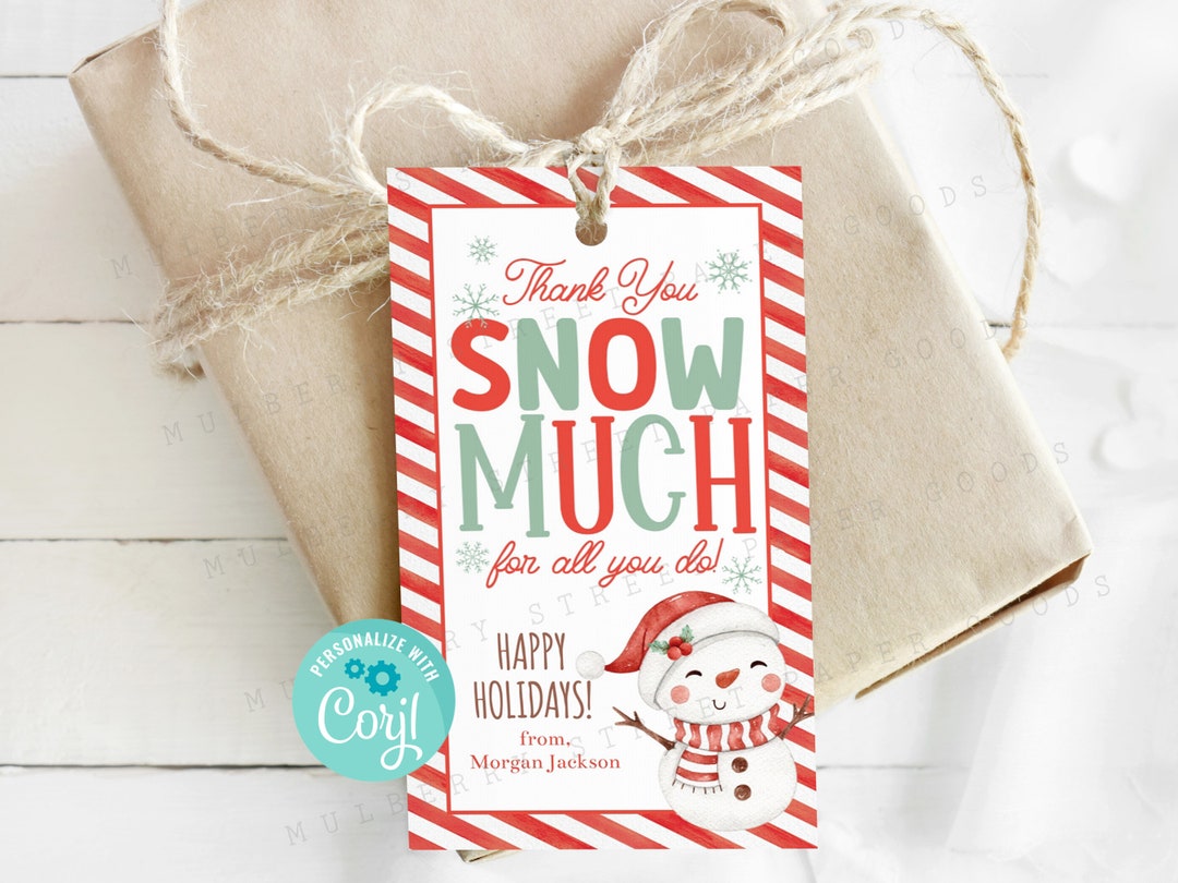 Printable Thank You Snow Much for All You Do Gift Tag, Teacher ...