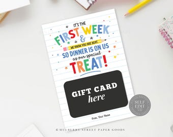 Printable Teacher First Day of School Gift Card Holder | 5x7 | Pink Bow ...