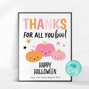 Printable Thanks for All You Boo 8.5x11" Table Sign, Teacher, Nurse ...