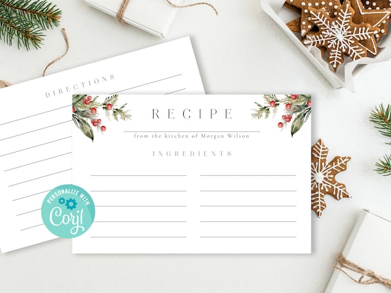 Printable 4x6 Personalized Recipe Card Instant Download | Etsy