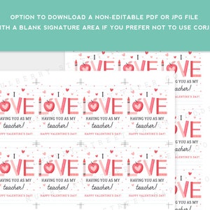 Teacher Valentine Card Printable Digital Download Teacher Valentine's ...