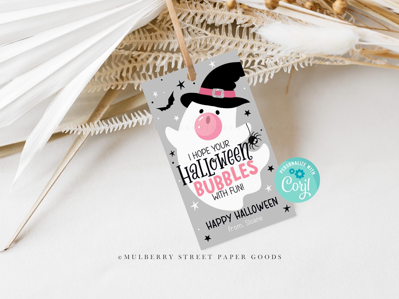 Halloween Bubbles Gift Tag Printable Cute Ghost Bubble Gum Halloween ...