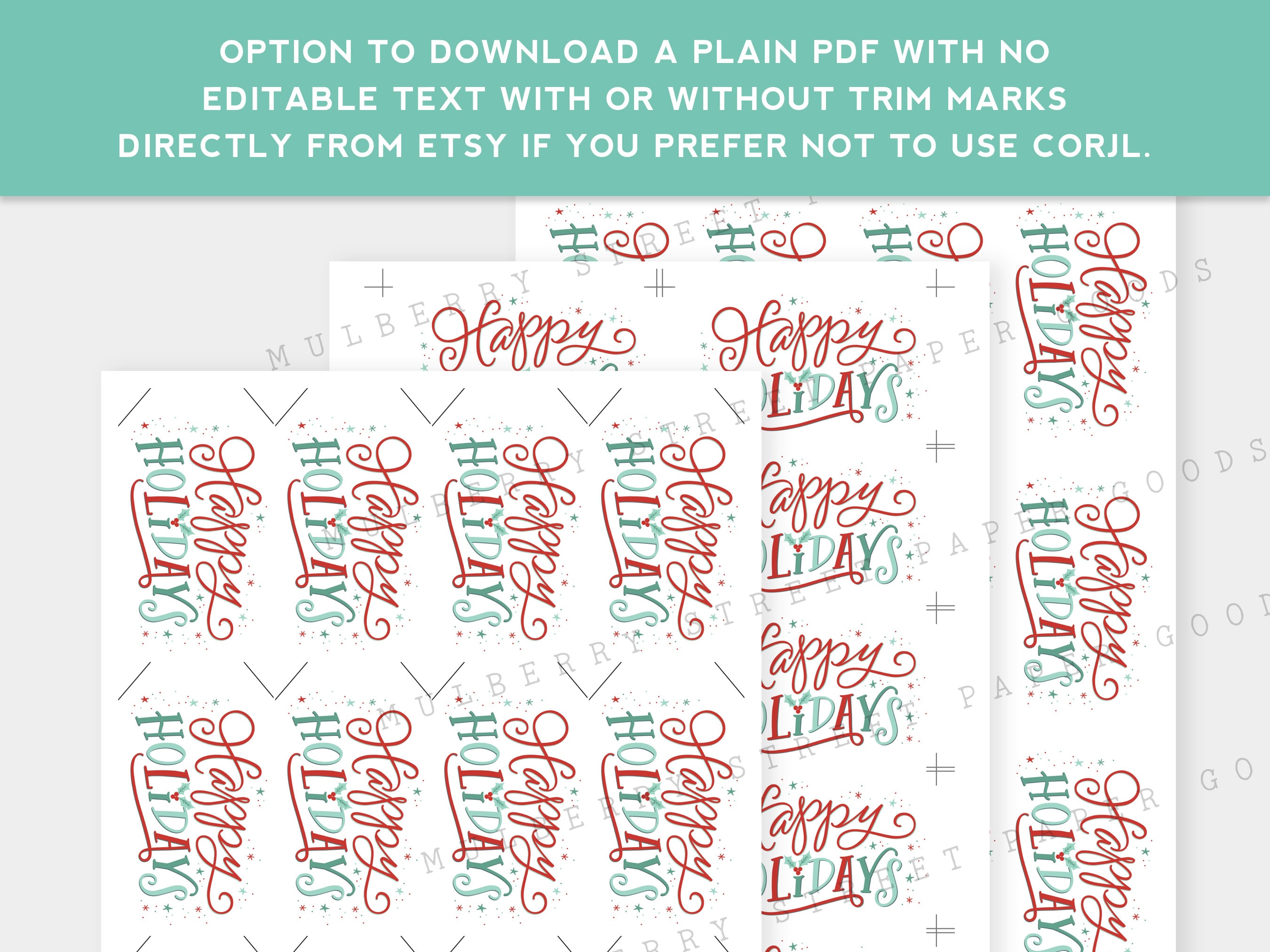 Printable Happy Holidays Gift Tag Bright Happy Holidays Bag - Etsy