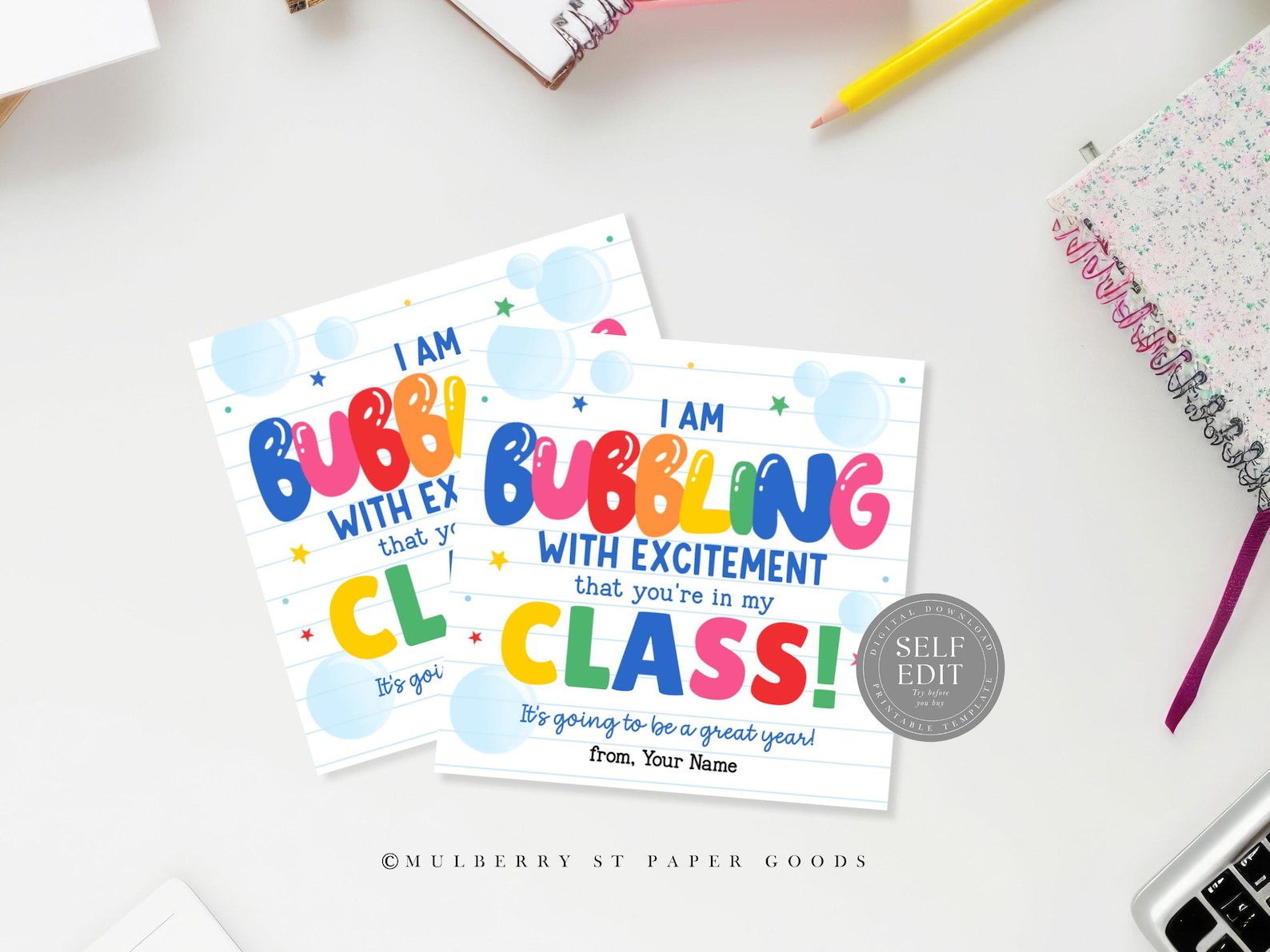 Editable Back to School Gift Tag Printable Bubbling With Excitement ...