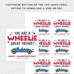 Printable Race Car Valentine Card Printable Wheelie Great Friend ...