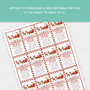 Santa's Magical Reindeer Food Printable Instructions Tag, Editable ...