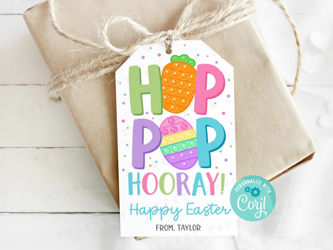 Printable Hip Pop Hooray Easter Gift Tag, Easter Pop Fidget Toy ...