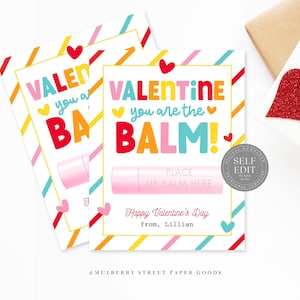 Lip Balm Valentine's Day Card Printable Kids Classroom Chapstick ...