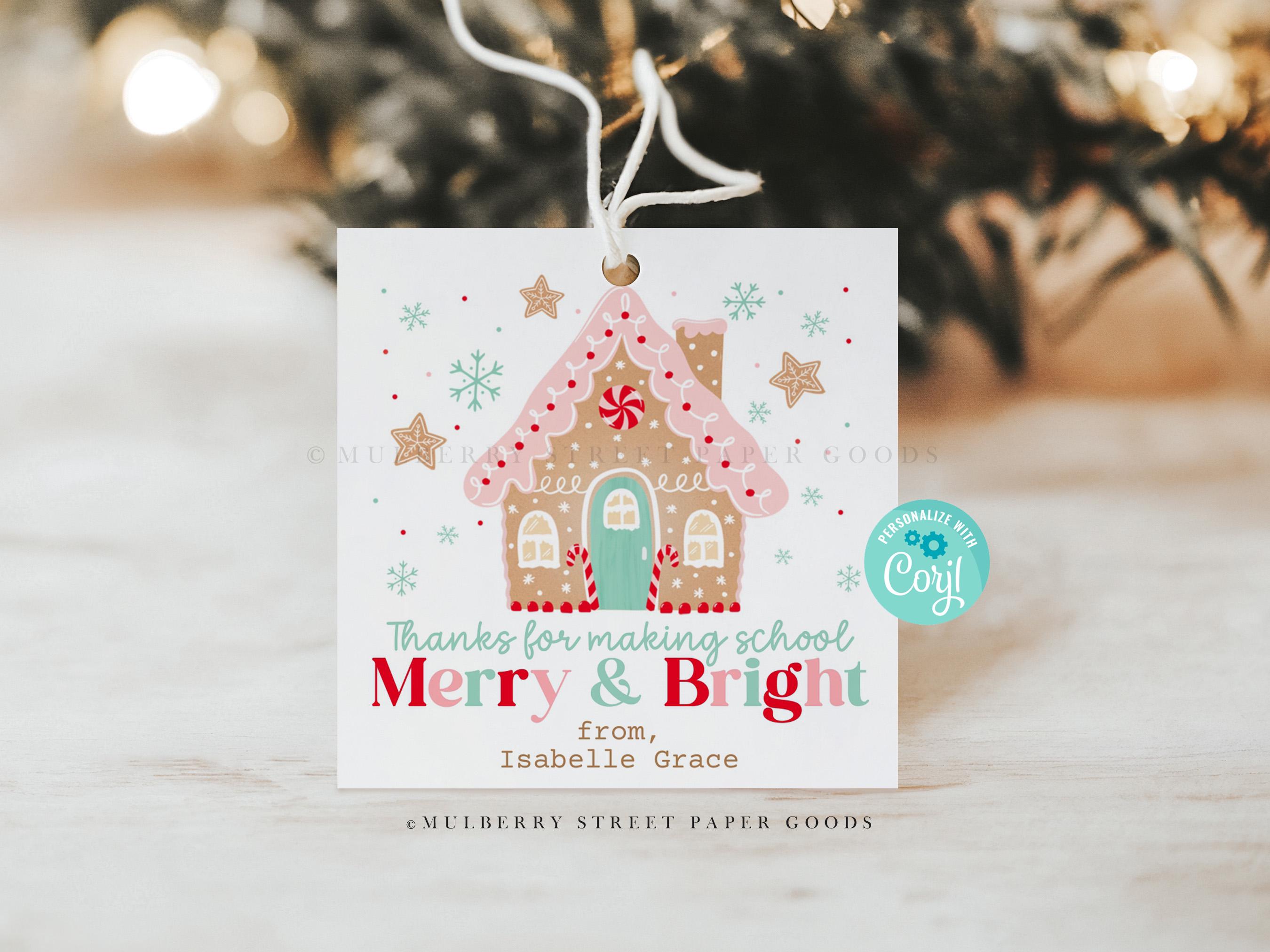 Editable Pink Gingerbread House Christmas Gift Tag All Text Editable ...
