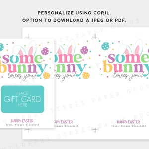 Printable Some Bunny Loves You Easter Gift Card Holder, Happy Easter ...