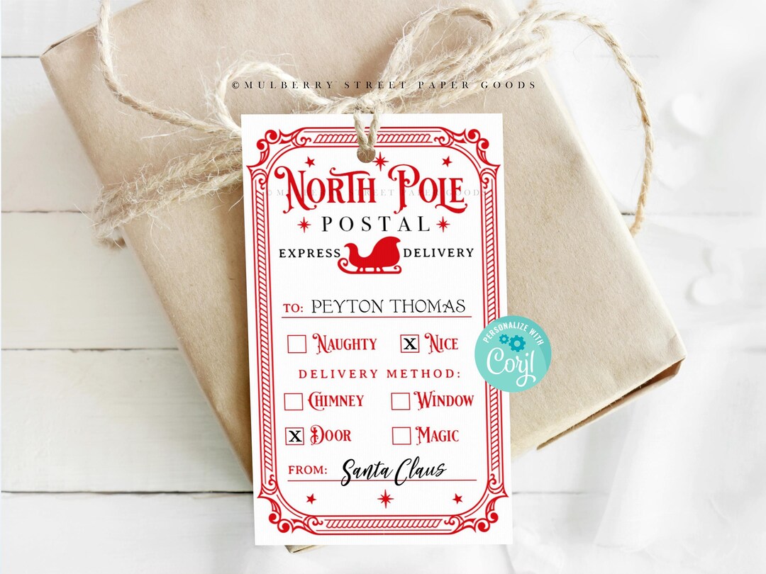 Personalized Santa Claus Gift Tag Printable Instant Download Gift From ...