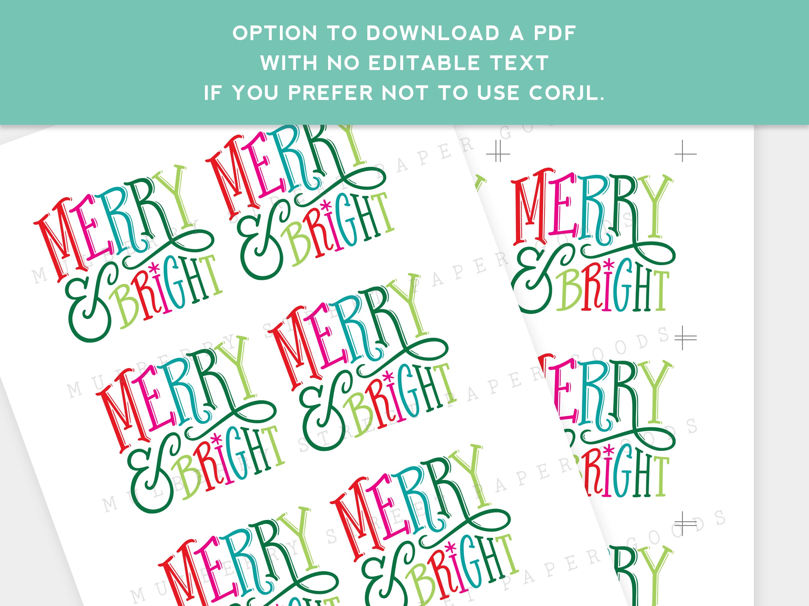 Instant Download Merry and Bright Gift Tag Printable - Etsy