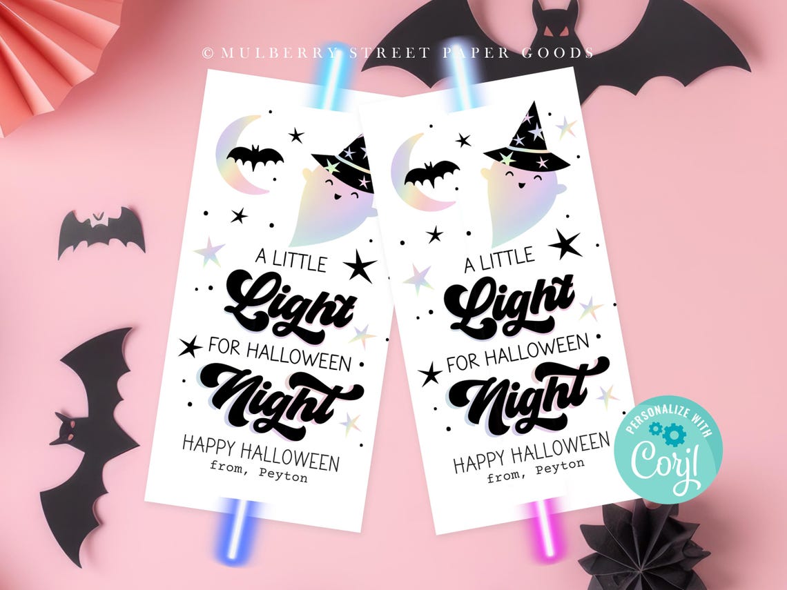 Halloween Glow Stick Holder Card Printable Template Halloween Party ...
