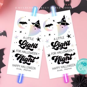 Halloween Glow Stick Holder Card Printable Template Halloween Party ...
