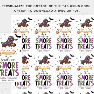 Halloween Printable Gift Tag Trick or S'more Treats Tag Halloween Gift ...