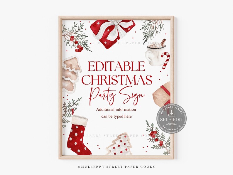 Editable Christmas Party Table Sign Printable Digital Download Canva ...