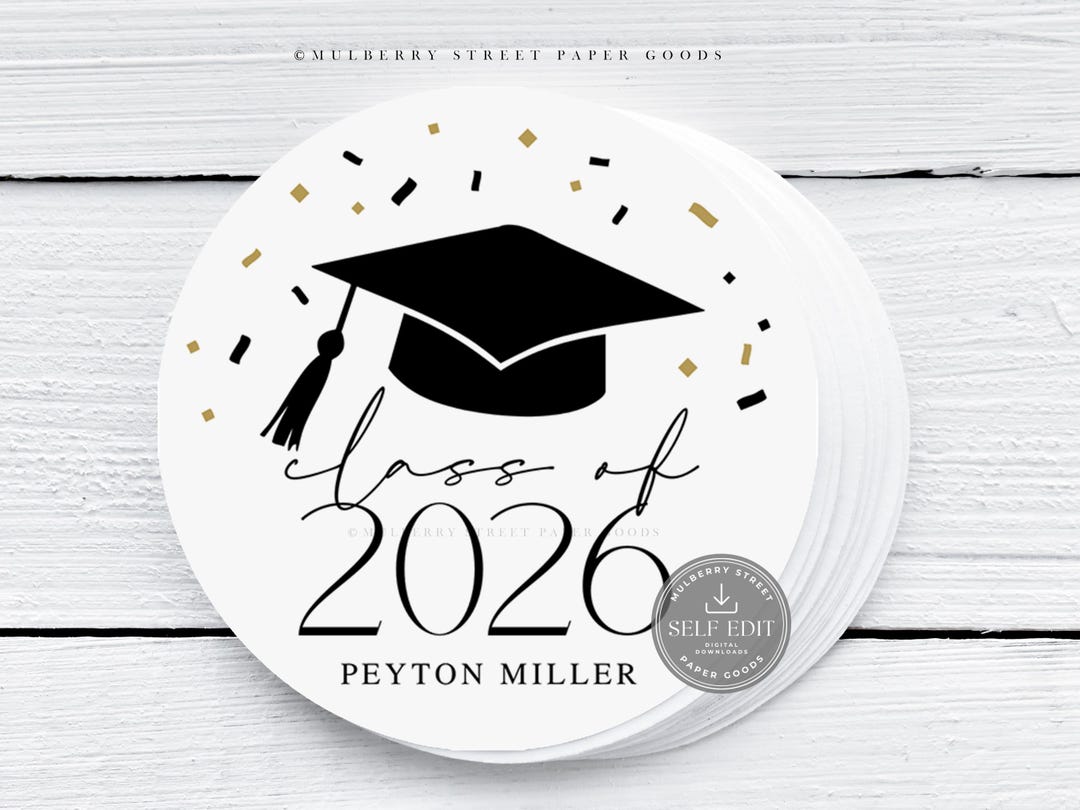 Editable Class of 2026 Graduation Label Printable Digital Download ...