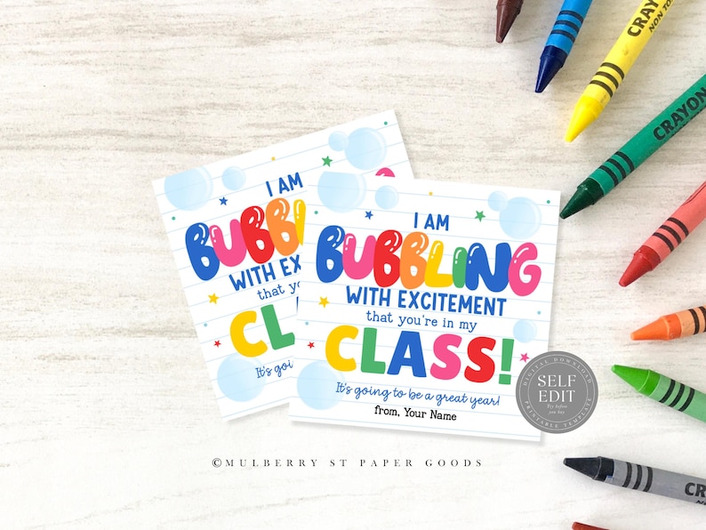 Editable Back to School Gift Tag Printable Bubbling With Excitement ...