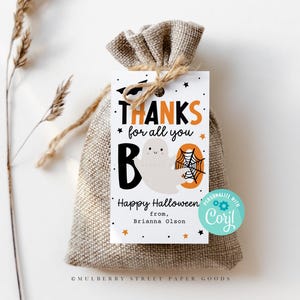 Thanks for All You Boo Halloween Gift Tag Printable Cute Ghost Teacher ...