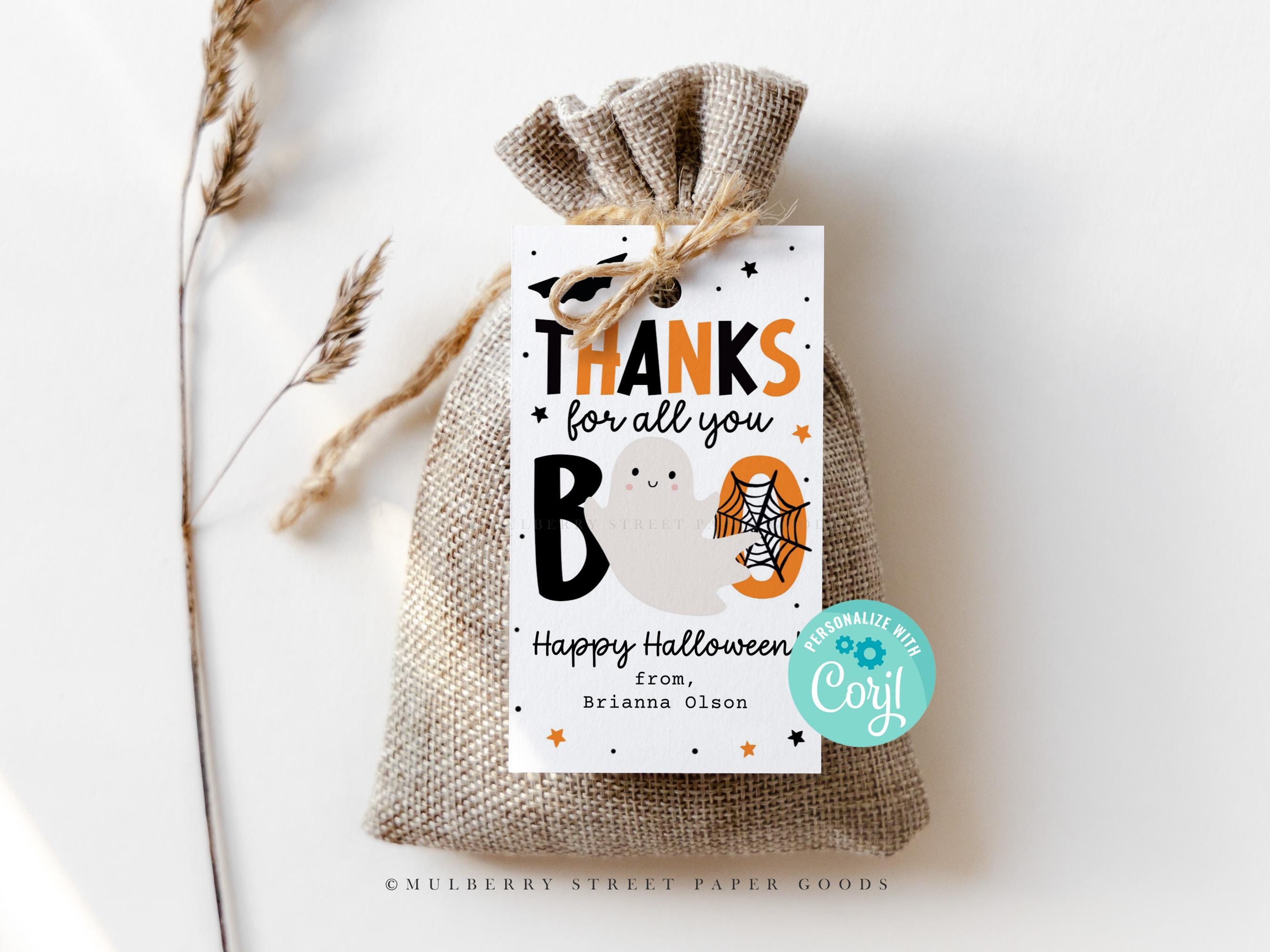 Thanks for All You Boo Halloween Gift Tag Printable Cute Ghost Teacher ...