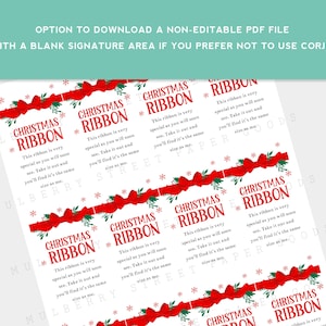 Christmas Ribbon Ornament Tag Printable, Kids Christmas Ribbon ...