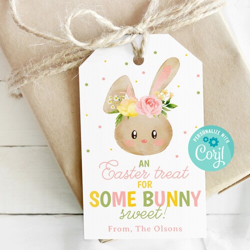 Printable Happy Easter Bunny Gift Tag Instant Download Easter | Etsy