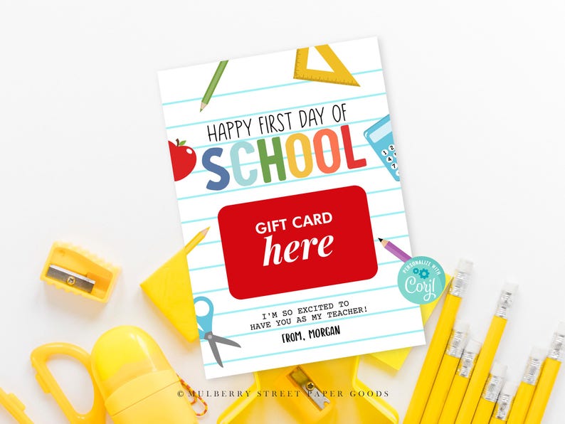 Printable First Day of School Gift Card Holder, Welcome Back to School ...