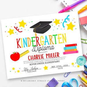 Printable Kindergarten Diploma, Editable School Diploma Certificate ...