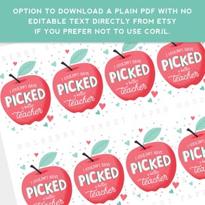 I Couldn't Have Picked A Better Teacher Printable Gift Tag, Teacher ...