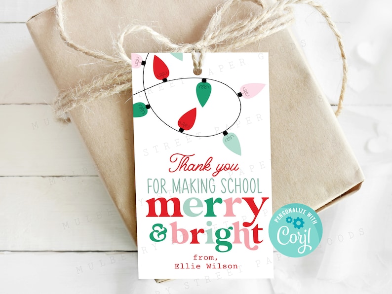 Printable Thank You for Making School so Merry & Bright Gift - Etsy