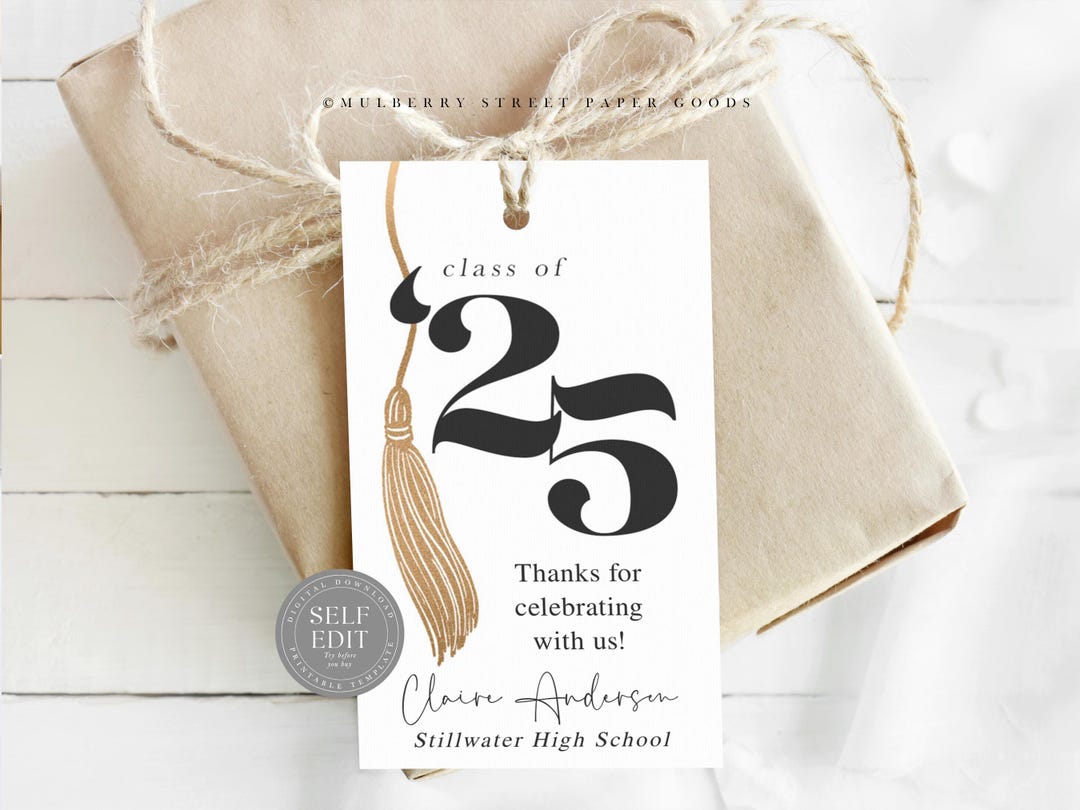 Class of 2025 Gift Tag Canva Template Printable Graduation Party Gift ...