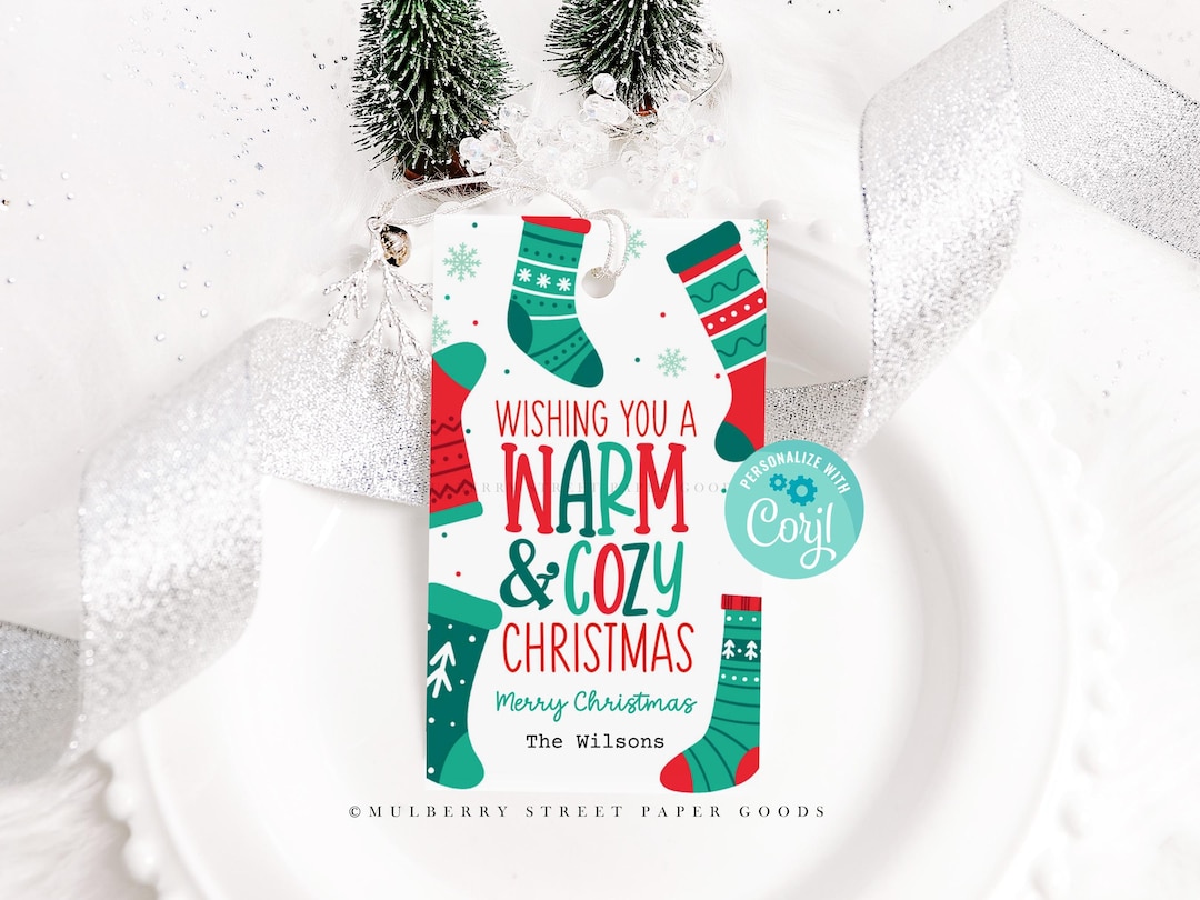 Christmas Socks Gift Tag Printable Have A Warm and Cozy Christmas Tag ...