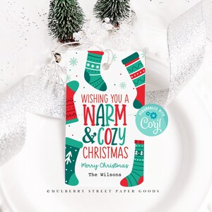 Christmas Socks Gift Tag Printable Have A Warm and Cozy Christmas Tag ...