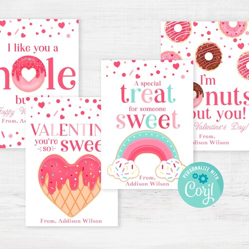 Instant Download Sweet Treat Classroom Valentine Cards - Etsy