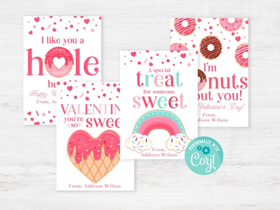 Instant Download Sweet Treat Classroom Valentine Cards | Etsy