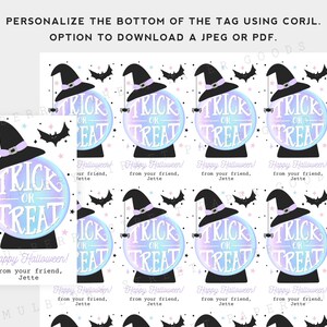 Halloween Gift Tag Printable Pastel Halloween Party Favor Trick or ...