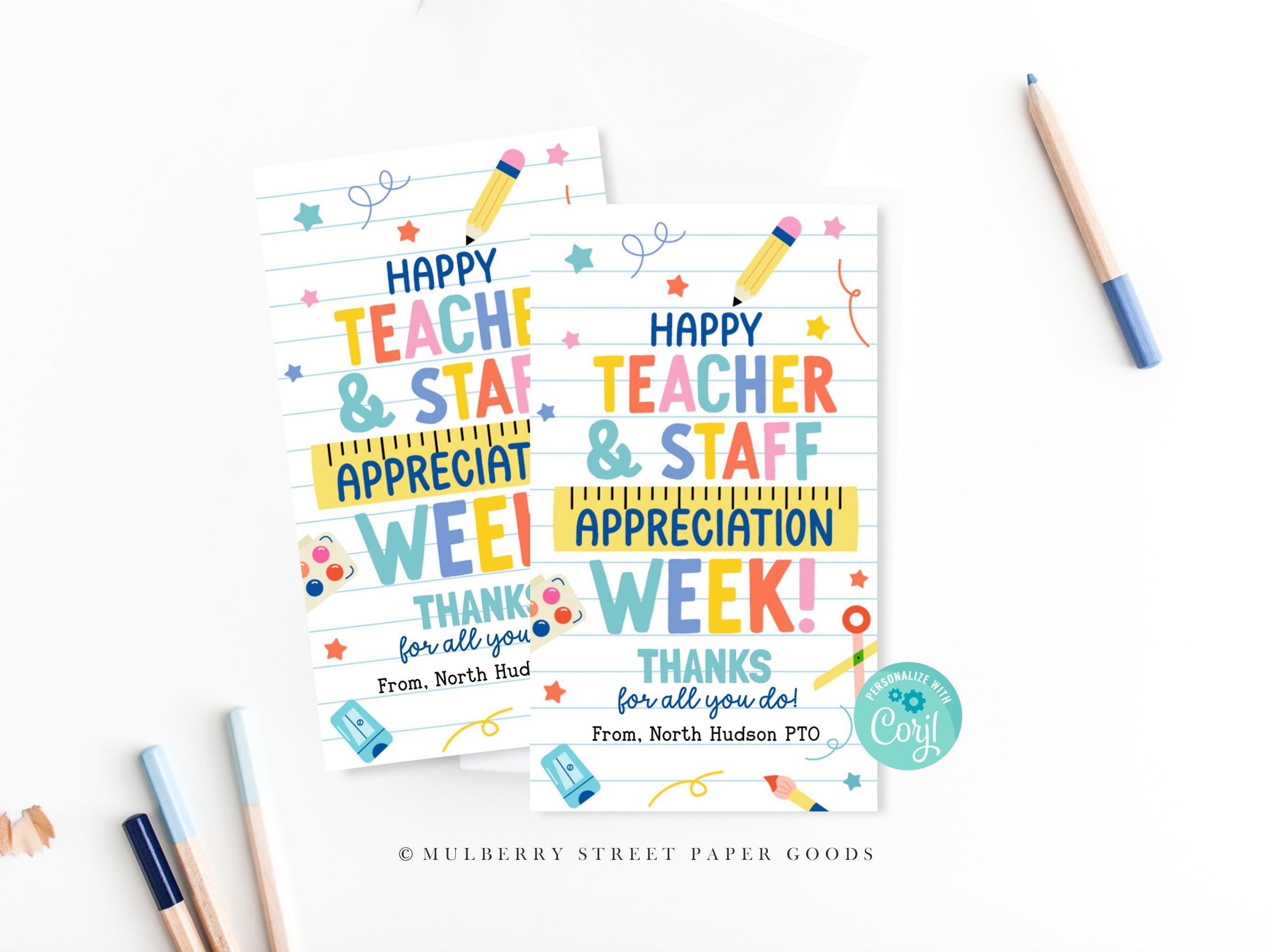 Teacher Staff Appreciation Gift Tag Printable Instant Download Teacher ...