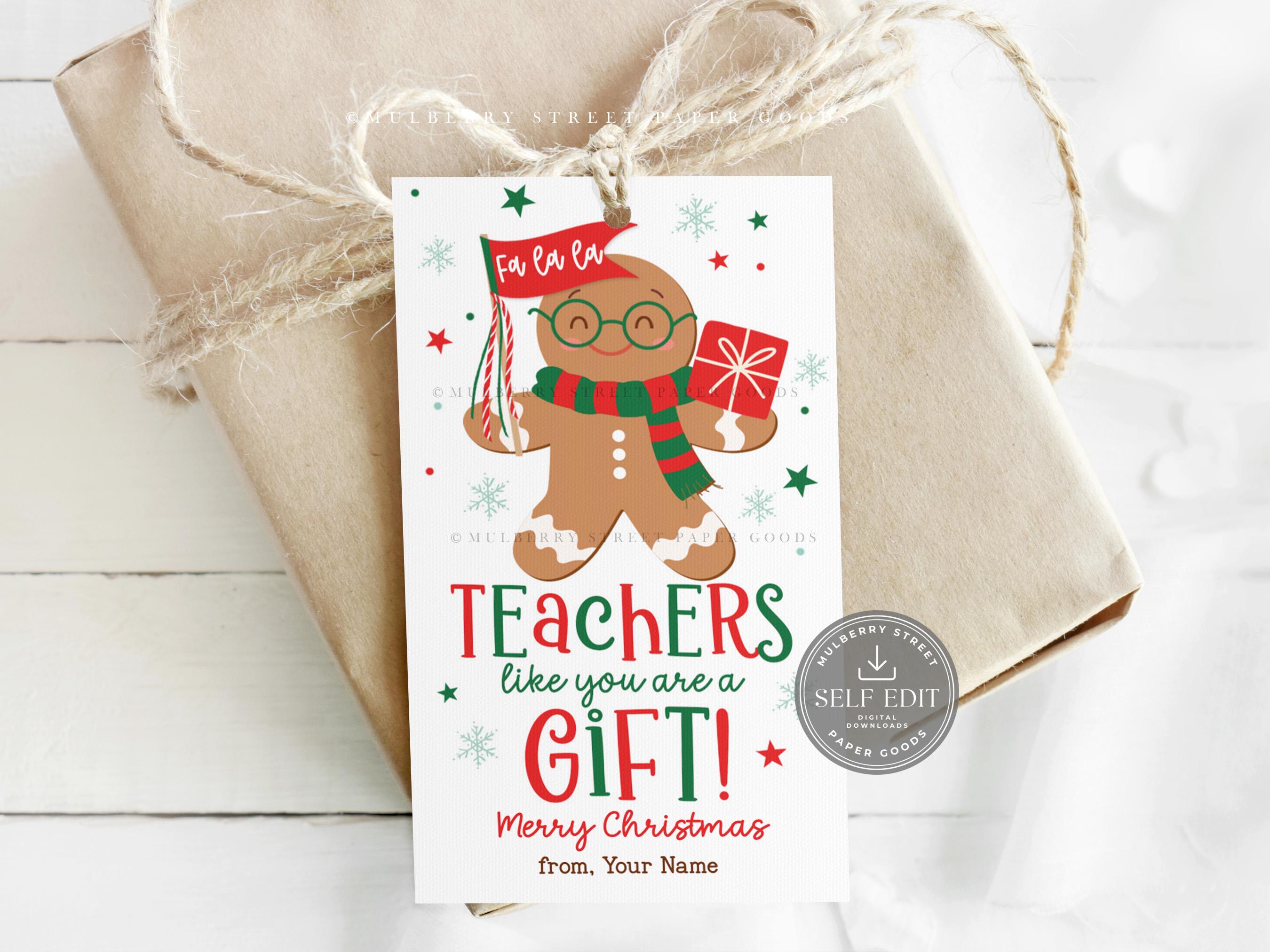 Christmas Teacher Gift Tag Printable Digital Download Canva Template ...
