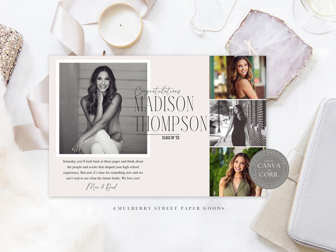 Half Page Yearbook Ad Canva Template Editable Half Page Senior ...