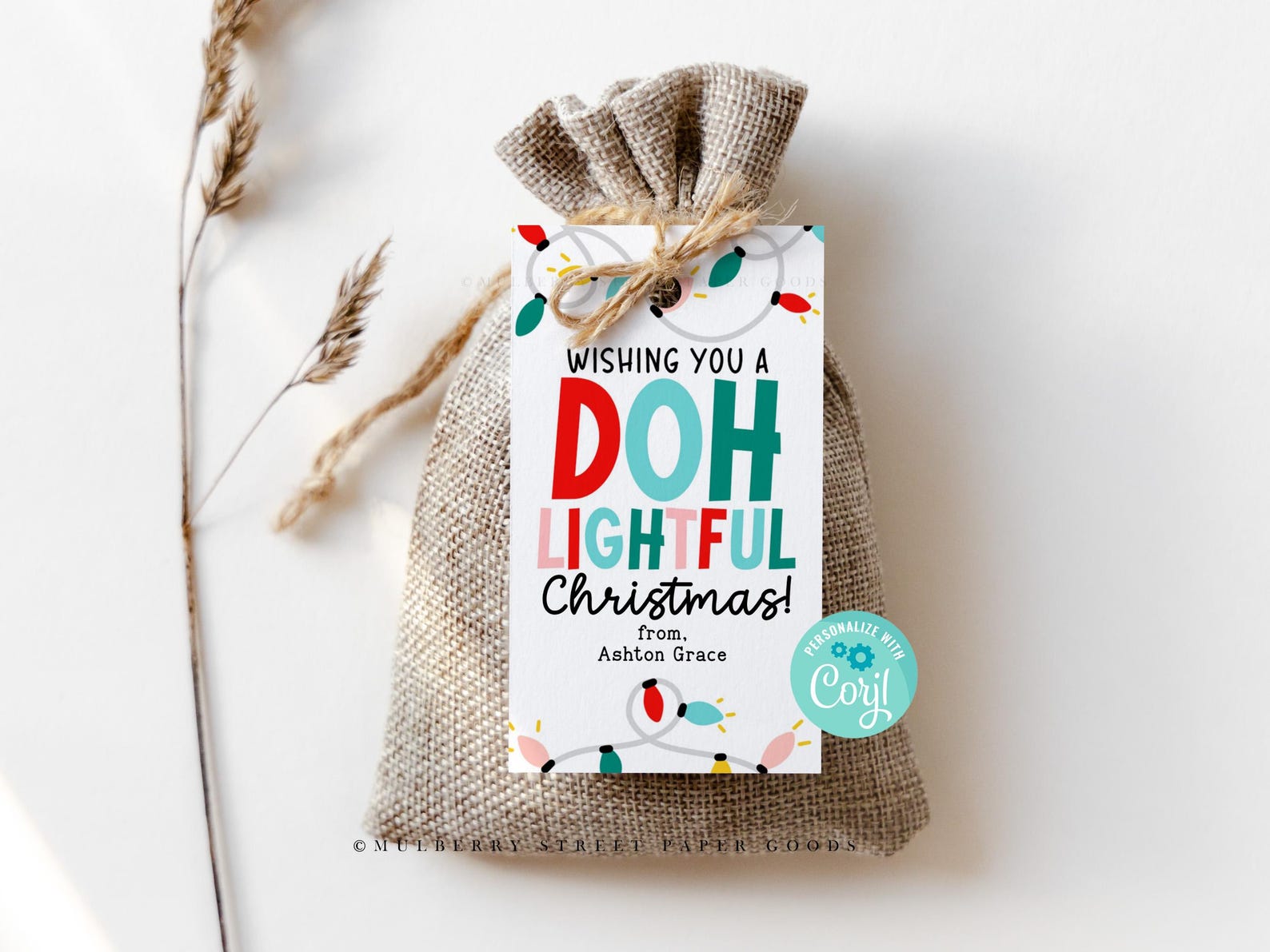 Editable Play Dough Gift Tag Digital Download Doh Christmas Gift Tag ...