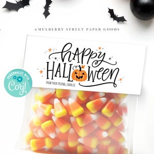Printable Happy Halloween Bag Topper, Candy Bag Topper, Cookie Bag ...