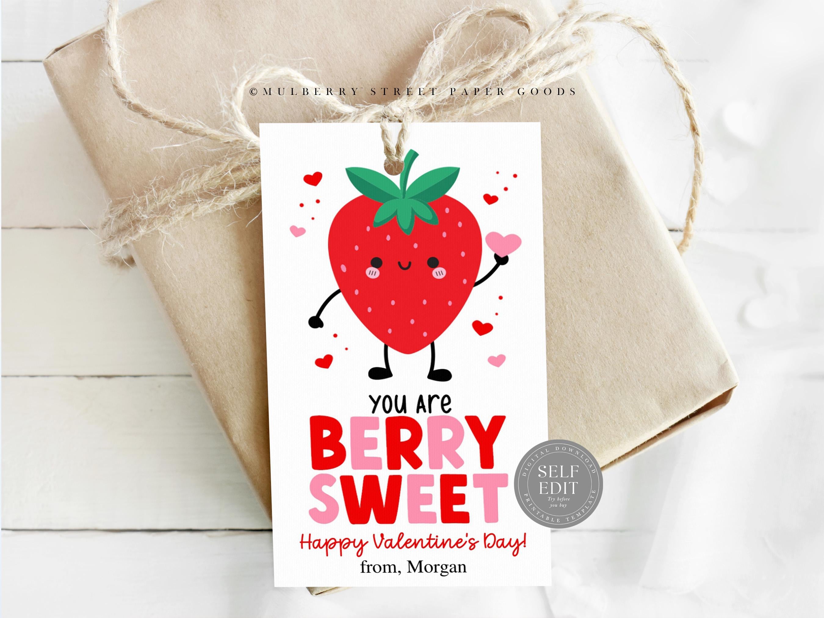 Berry Sweet Valentine Gift Tag Printable Digital Download Classroom ...