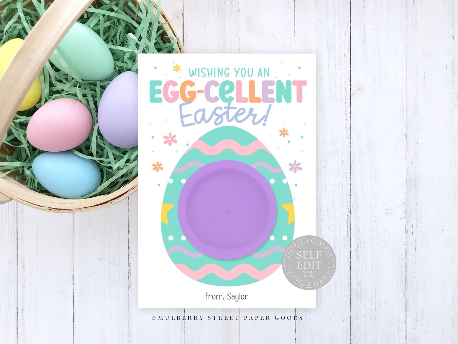 Easter Play Dough Card Holder Printable Doh Easter Canva Template ...
